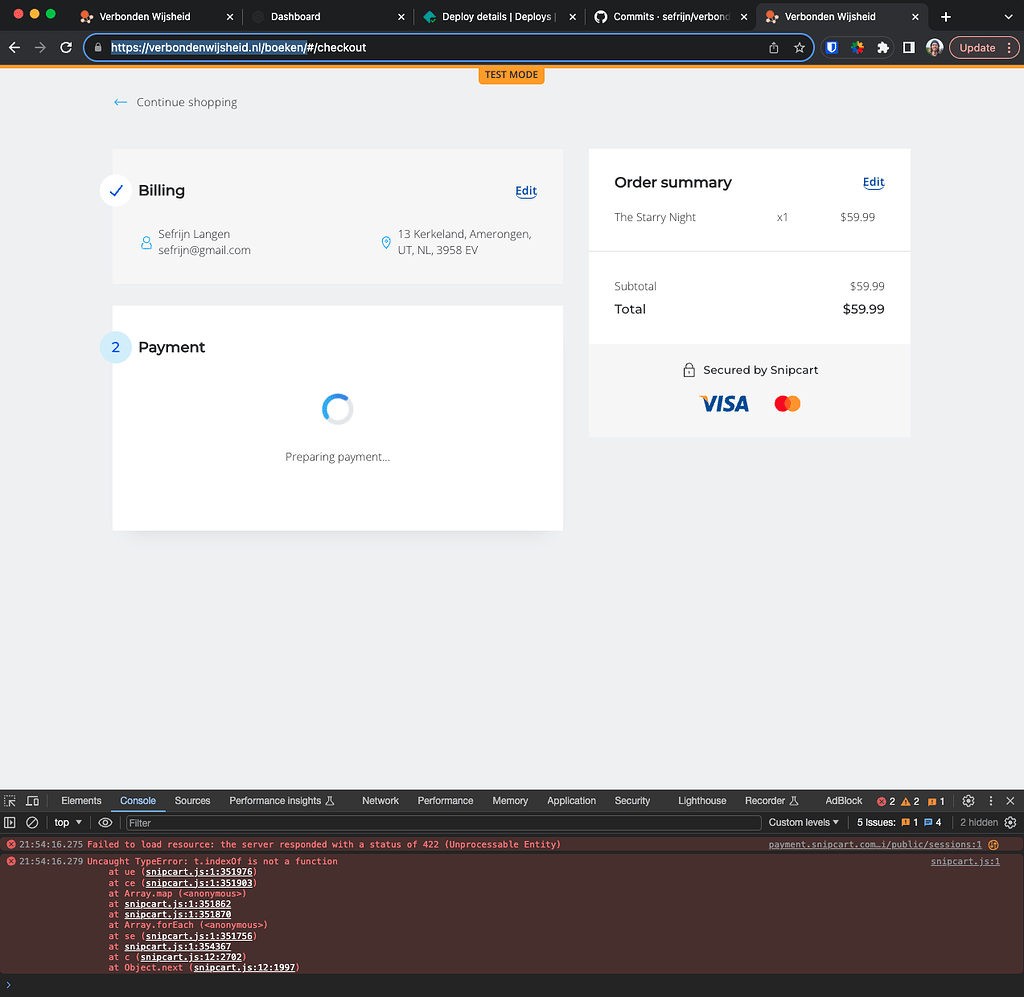 422 Unprocessable Entity Error For Test Payments With Mollie